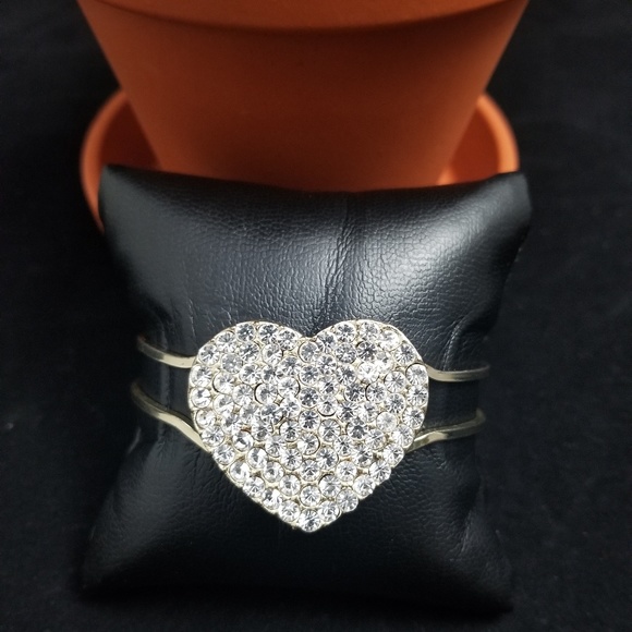 Fashion Jewelry | Jewelry | Big Heart Rhinestone Bangle Bracelet | Poshmark